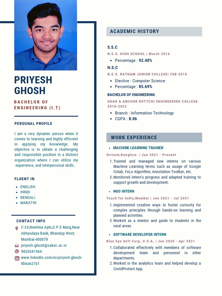 Priyesh Ghosh: Academic History | PDF | Machine Learning | Android ...