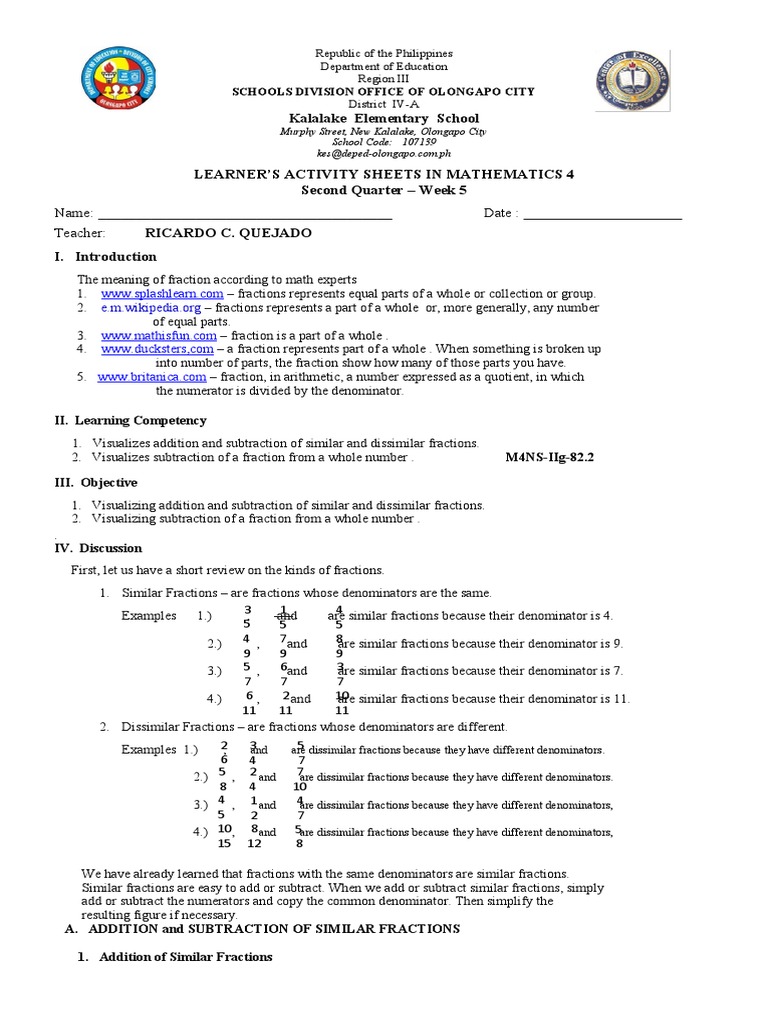 Quarter 2 Grade 4 Math Week 5 | PDF | Numbers | Elementary Mathematics