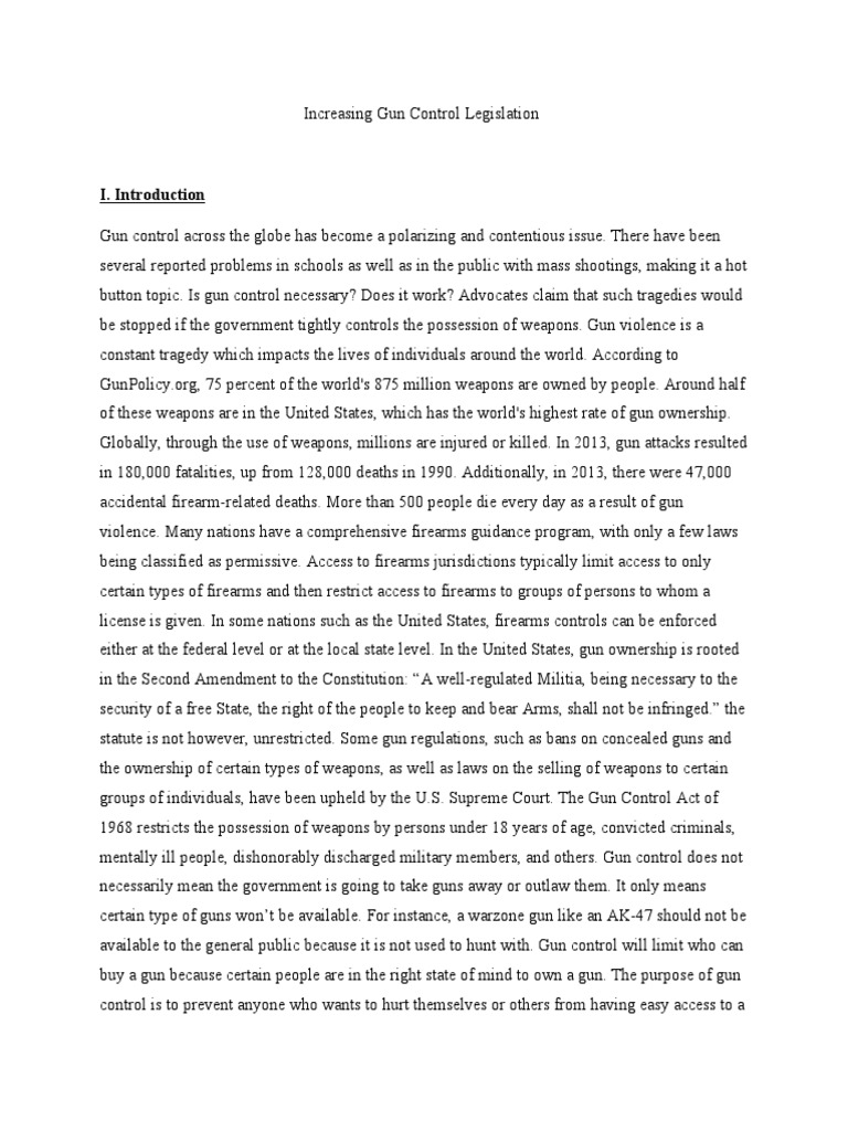 Argumentative Essay | PDF | Gun Control | Concealed Carry In The United ...