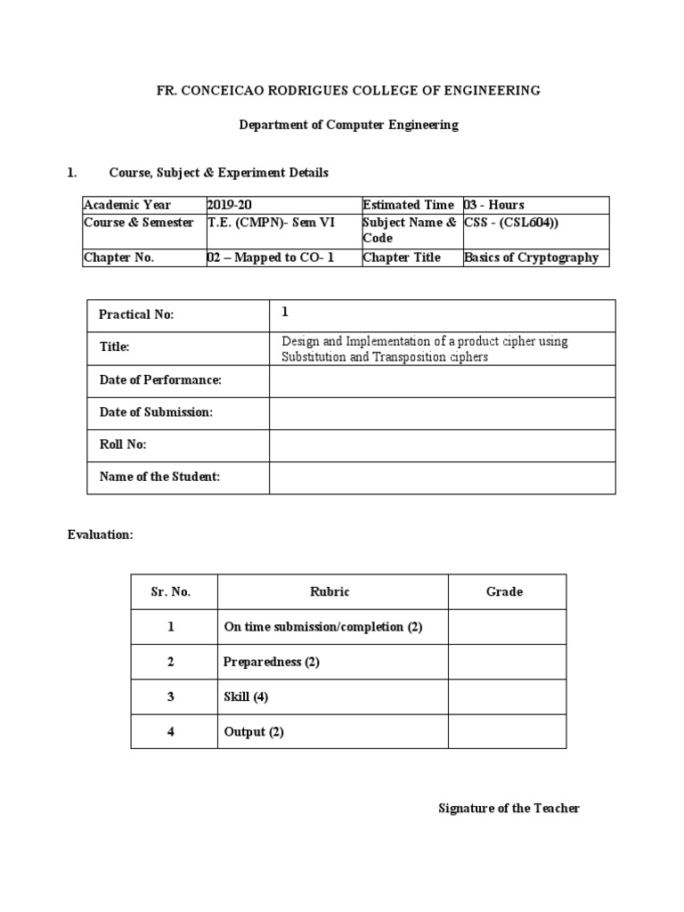 Design and Implementation of A Product Cipher Using Substitution and Transposition Ciphers | PDF ...