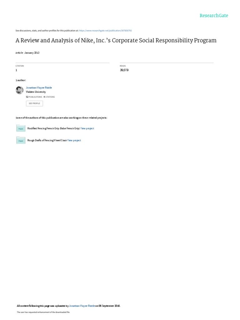 A Review and Analysis of Nike, Inc.'s Corporate Social Responsibility ...