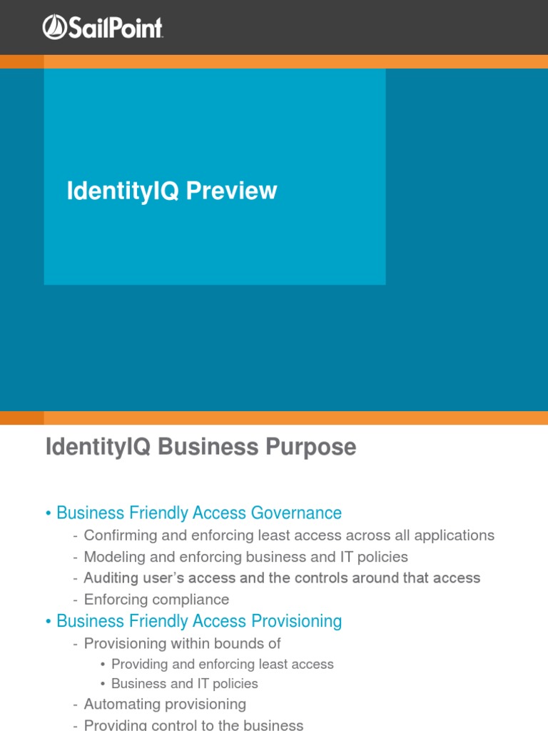 01 IdentityIQ Preview | PDF | Business Process | Application Software