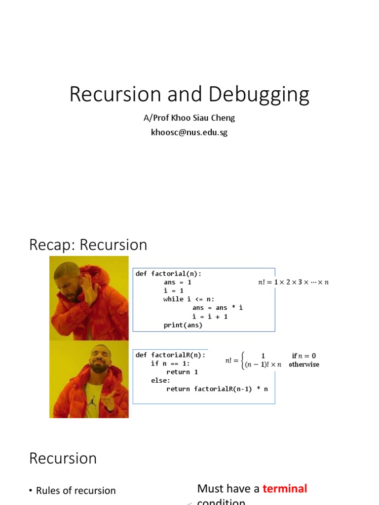 Wk04+Recursion Vs Iterations Debugging | PDF | Software Engineering | Computing