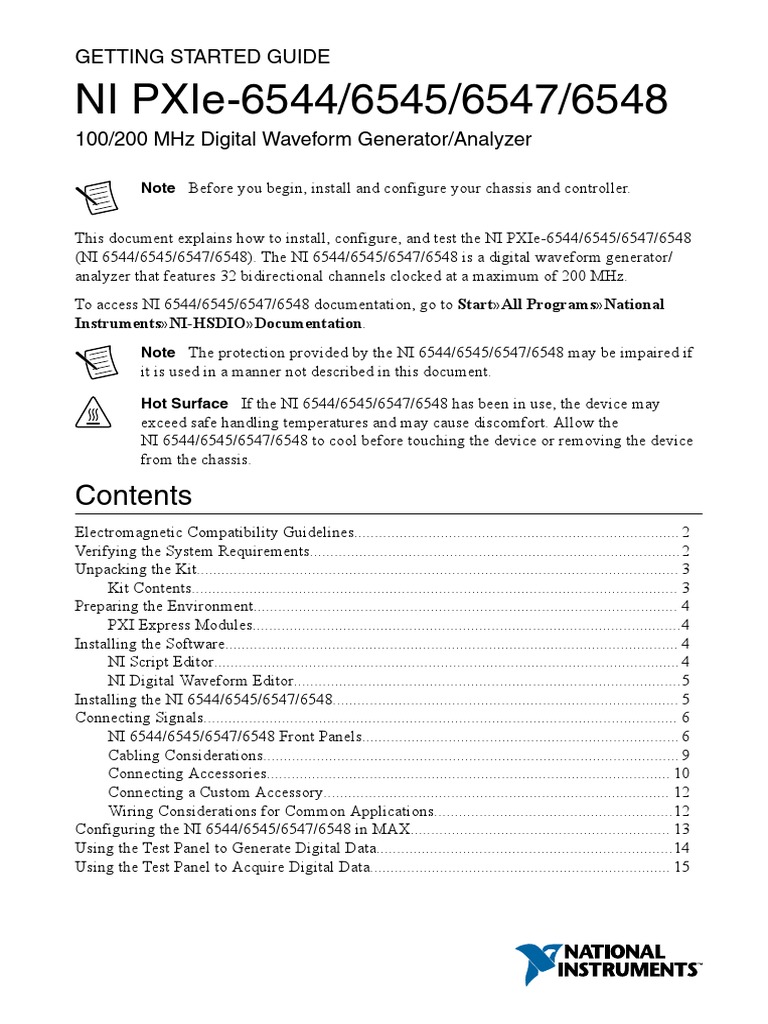 NI PXIe-6544 - Getting Starter Guide | PDF | Electromagnetic ...