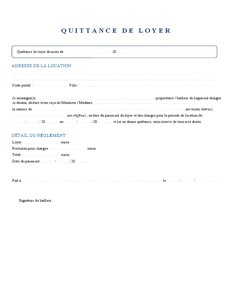 Quittance de Loyer | PDF