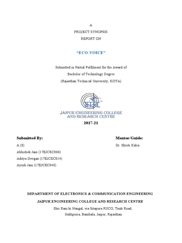 Synopsis Report Project A8 | PDF | Mobile App | Databases