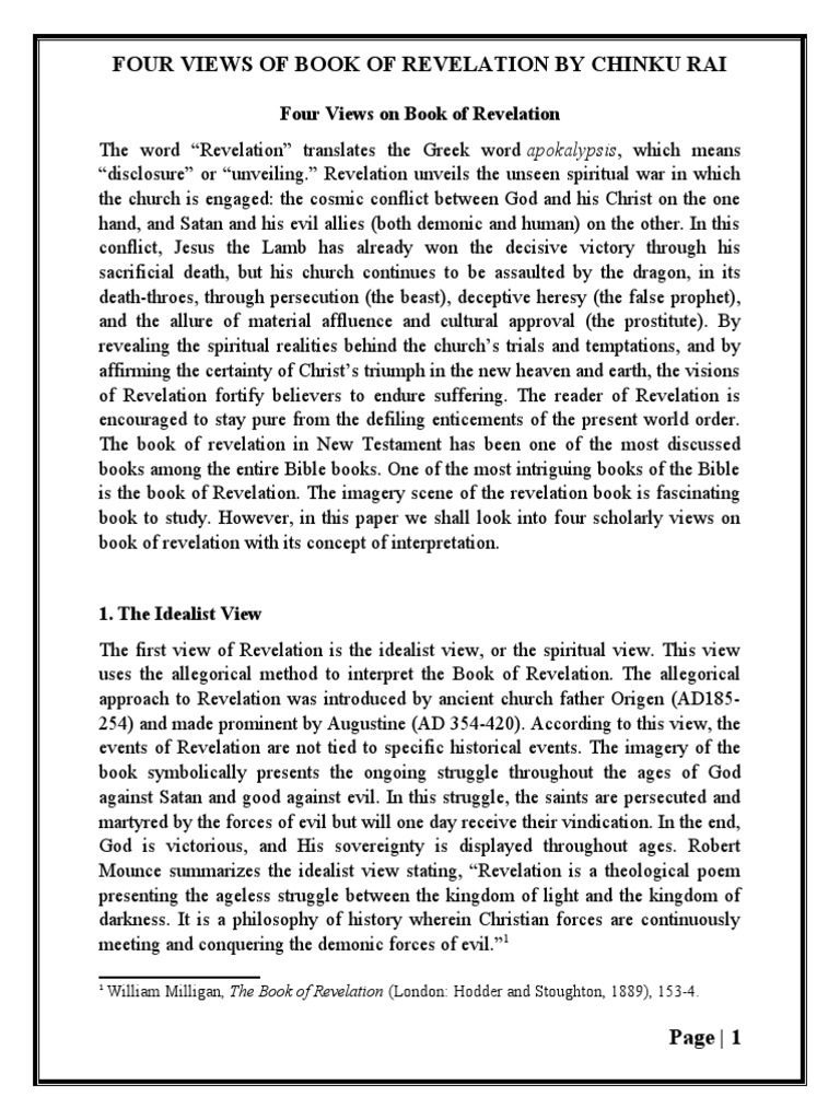 Four Views On Book Of Revelation Pdf Book Of Revelation Religious