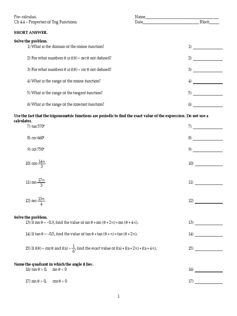 4 4 Trig Properties Practice Packet | Download Free PDF | Trigonometric ...