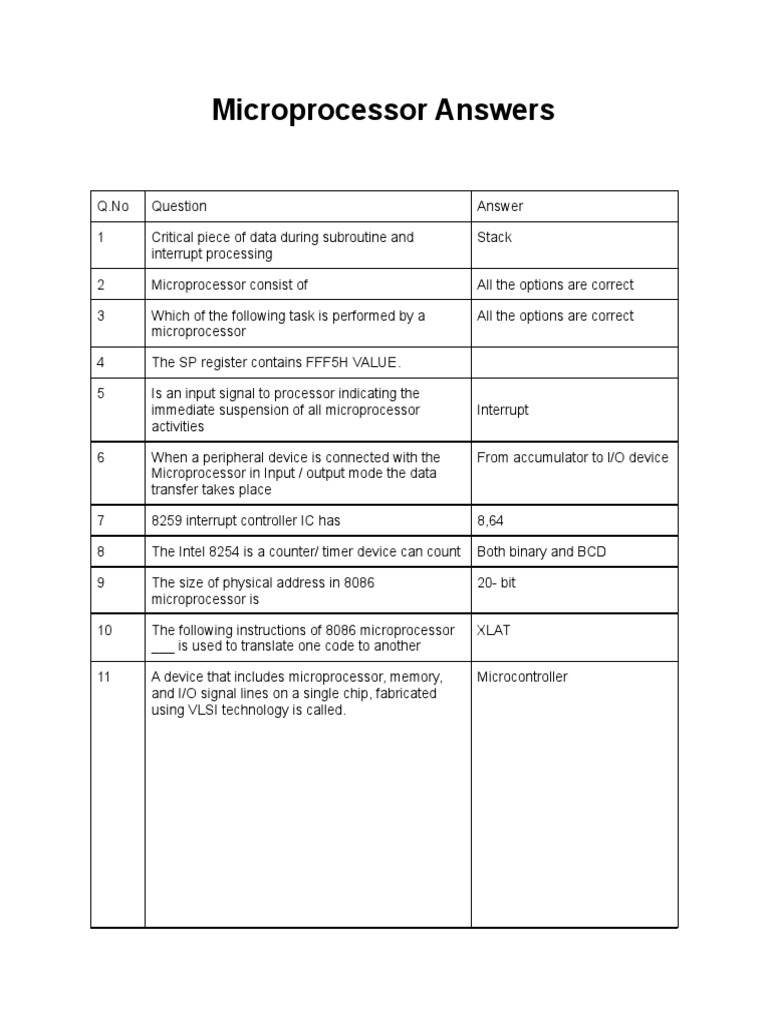 Microprocessor Answer | PDF | Central Processing Unit | Integrated Circuit