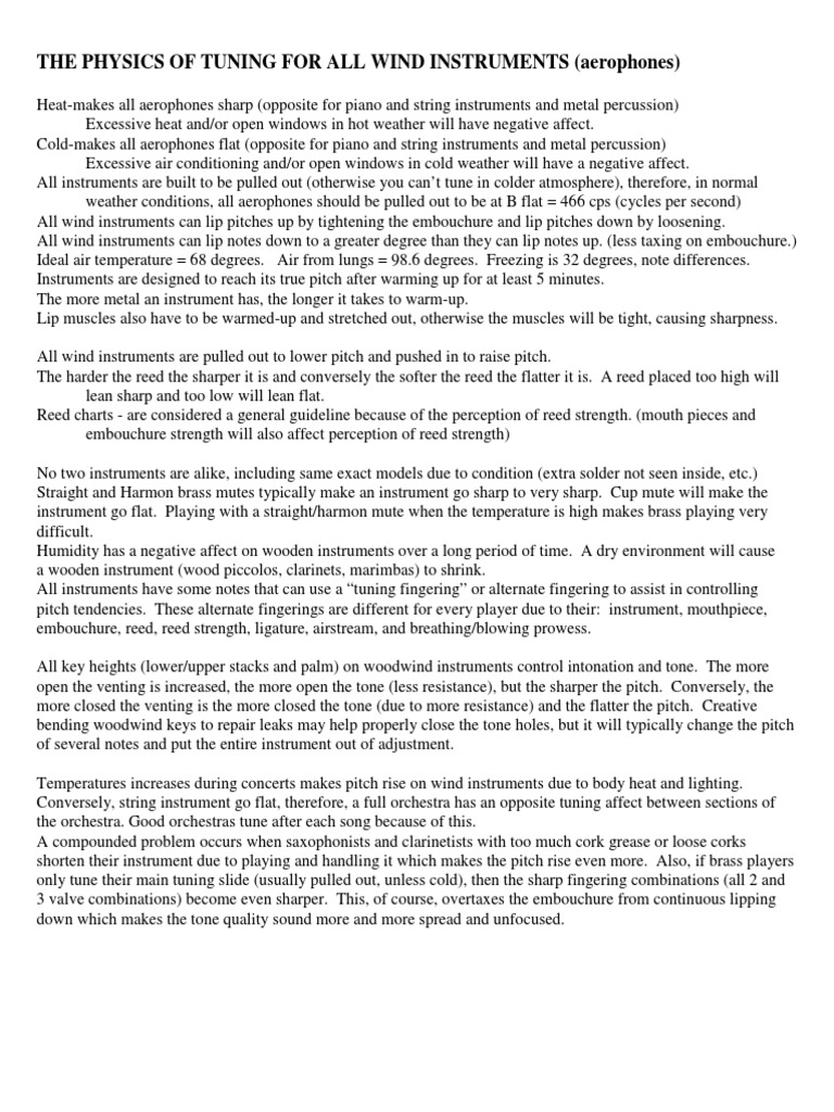 The PHYSICS of Tuning For All Wind Instruments | PDF | Brass ...