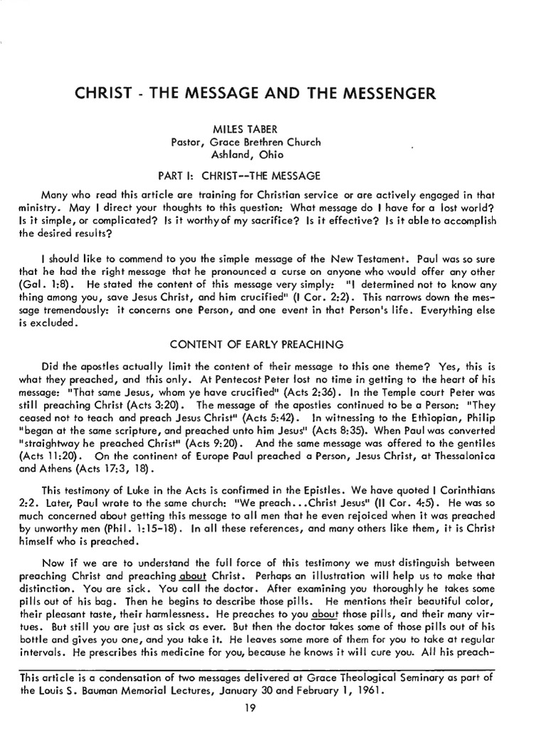 Christ - The Message and The Messenger | PDF | Jesus | Paul The Apostle