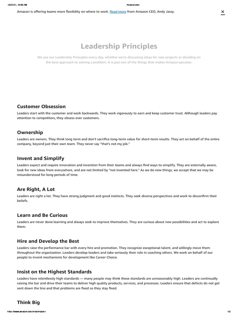 Leadership Principles: Customer Obsession | PDF | Employment | Leadership