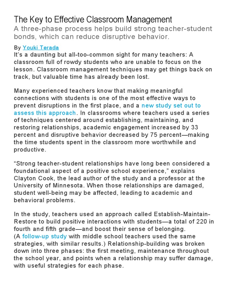 Keys to Effective Classroom Management | PDF | Classroom Management ...