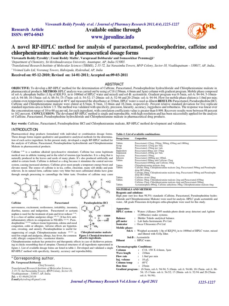 RP-HPLC Method for Drug Analysis | PDF | High Performance Liquid ...
