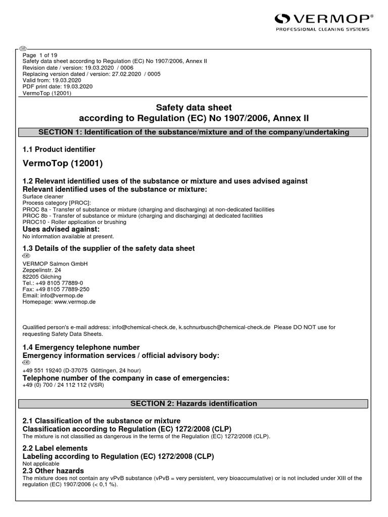 Safety Data Sheet VermoTop | PDF | Toxicity | Firefighting