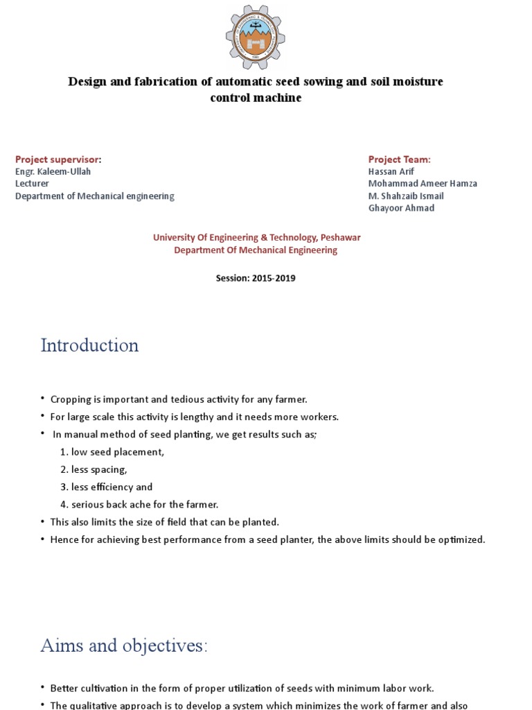 Automatic Seed Sowing Mechanism Presentation | PDF | Friction | Direct ...