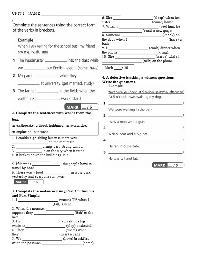 A Detective Is Asking A Witness Questions. Write The Questions | PDF