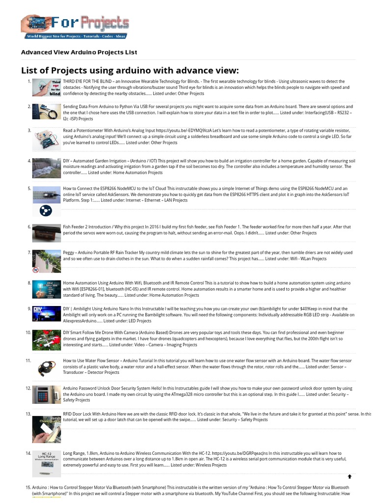 Advanced View Arduino Projects List - Use Arduino For Projects | PDF ...