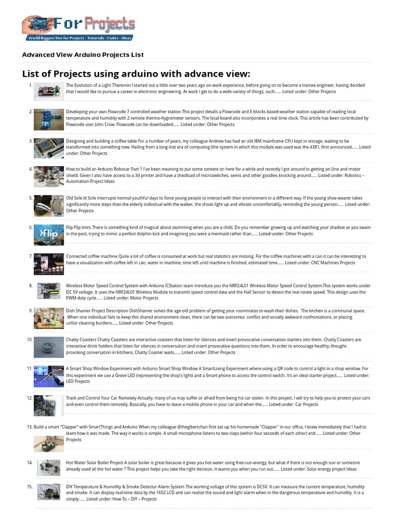Advanced View Arduino Projects List - Use Arduino For Projects | PDF | Light Emitting Diode ...