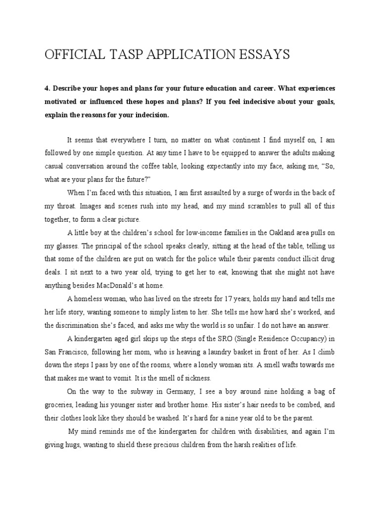 TASP Application Essays: Future Goals & Insights | PDF | A Doll's House