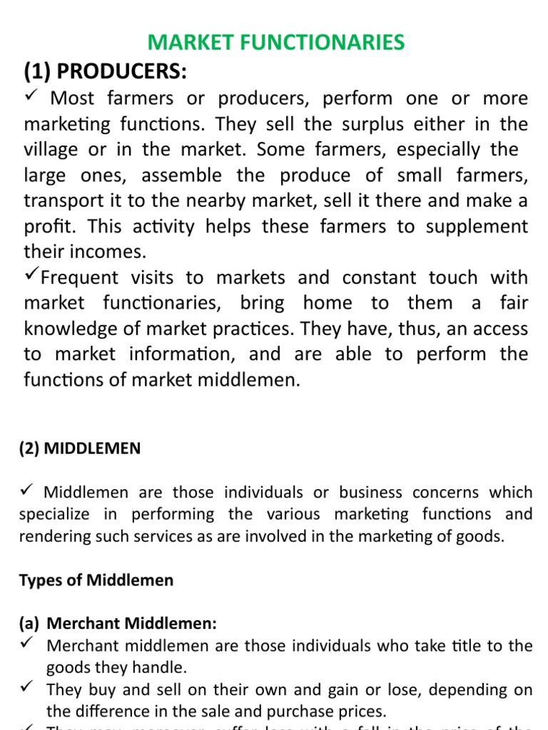 Market Functionaries: (1) Producers | PDF | Sales | Market (Economics)