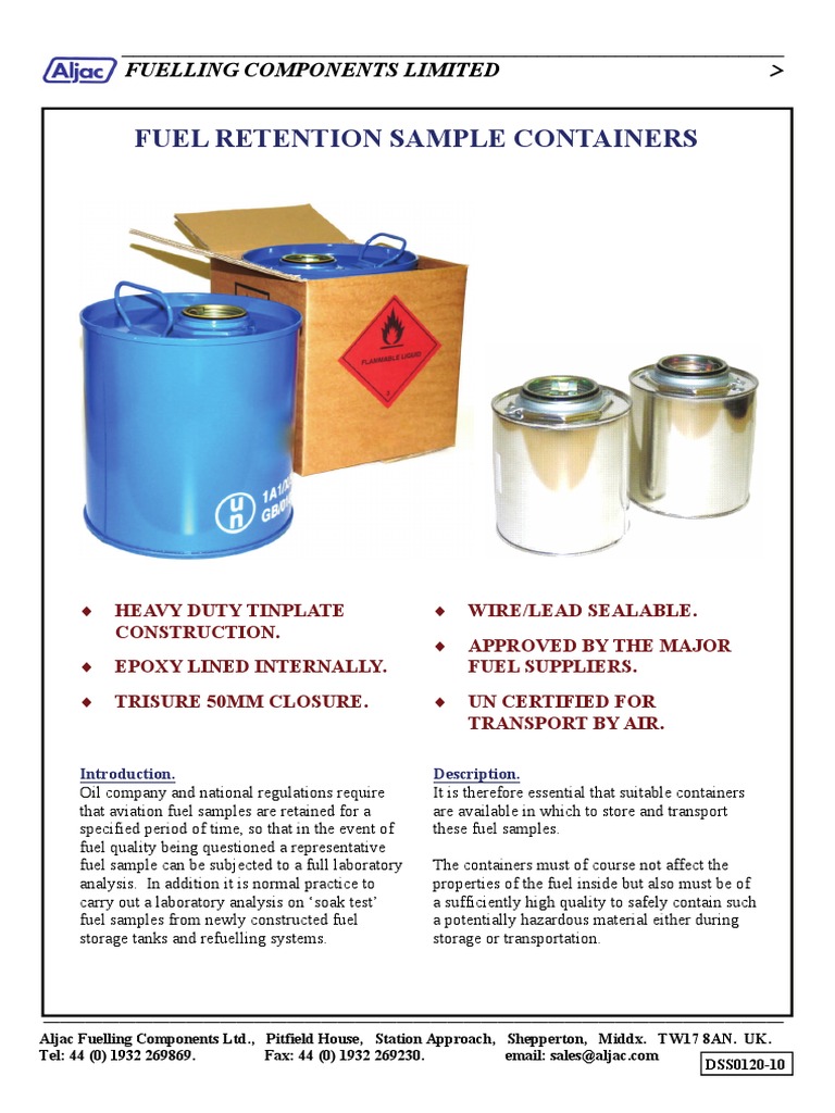 Fuel Retention Sample Containers | Download Free PDF | Packaging And ...