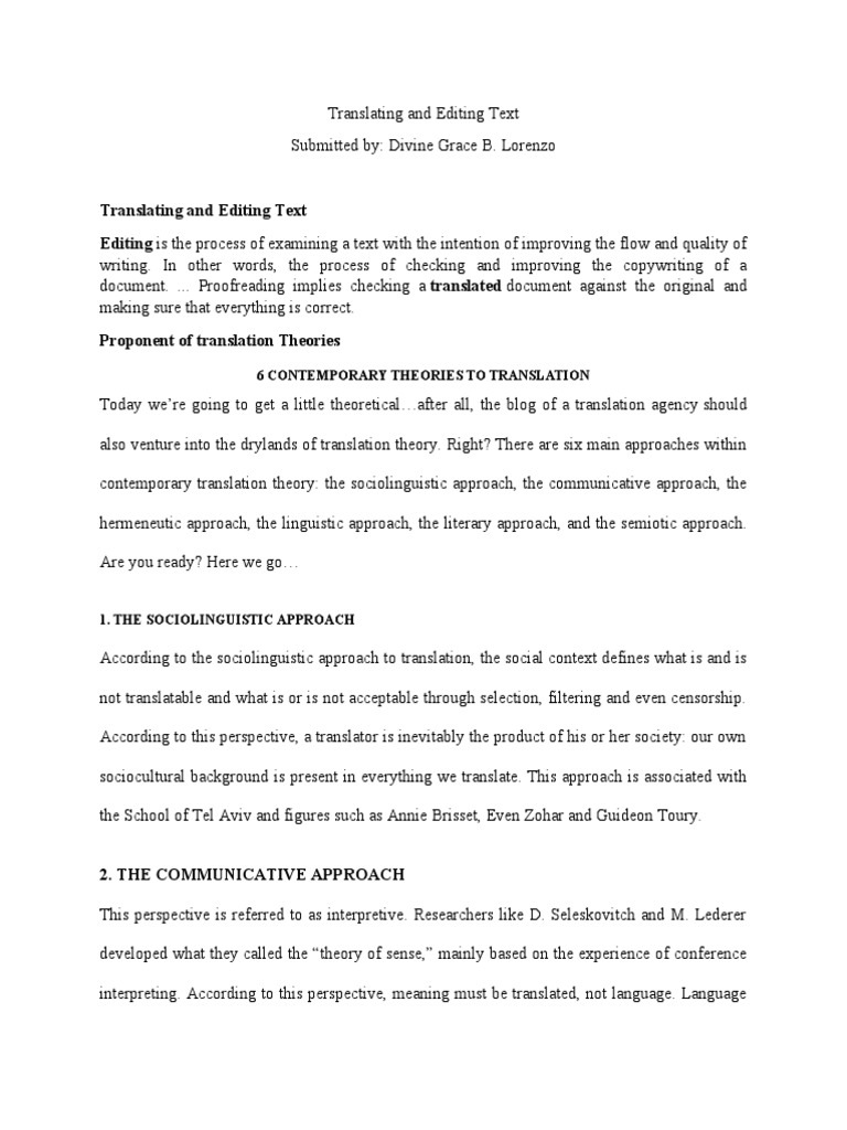 Translating and Editing Text | PDF | Translations | Linguistics