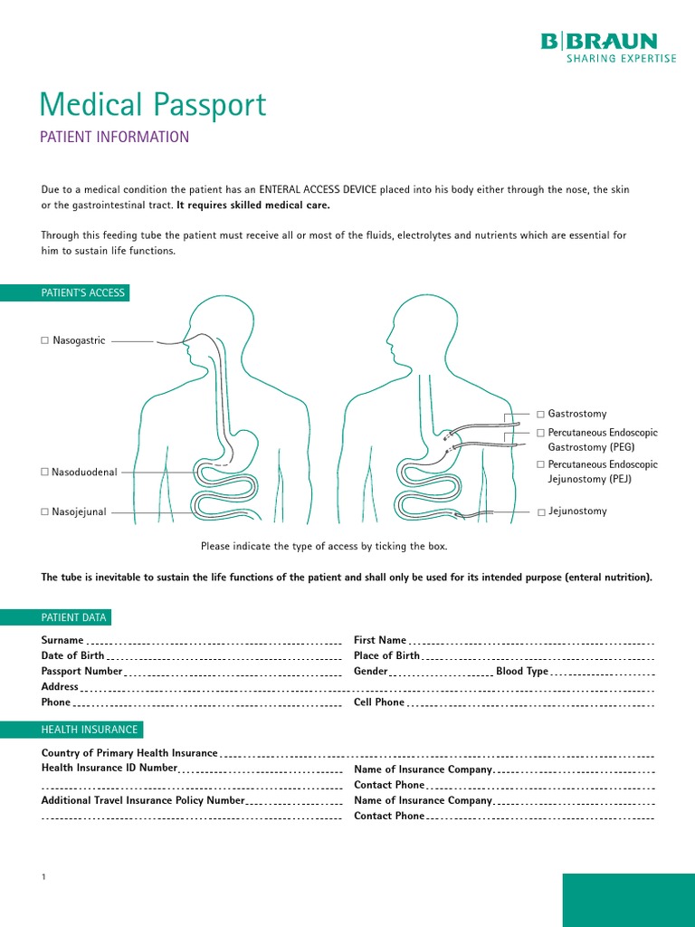 Medical Passport - Enteral Nutrition | PDF | Intravenous Therapy | Hospital