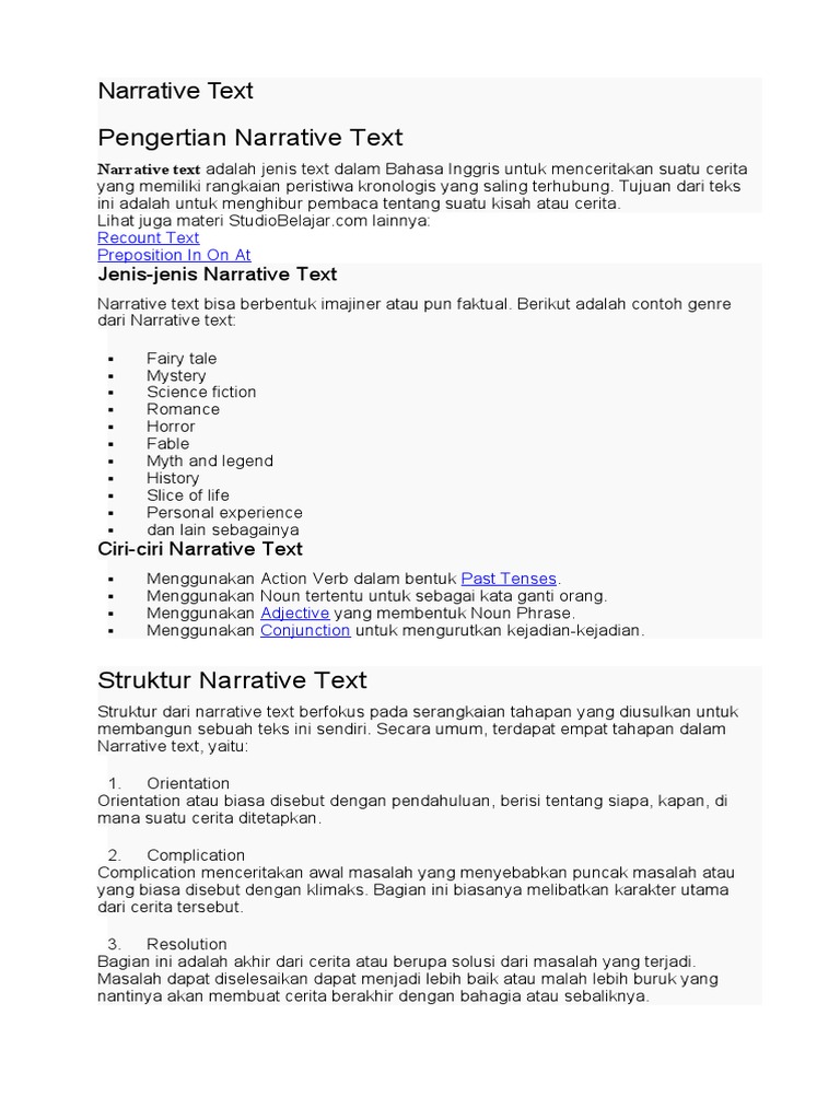Chapter 7 Ringkasan Tentang Narrative Text | PDF