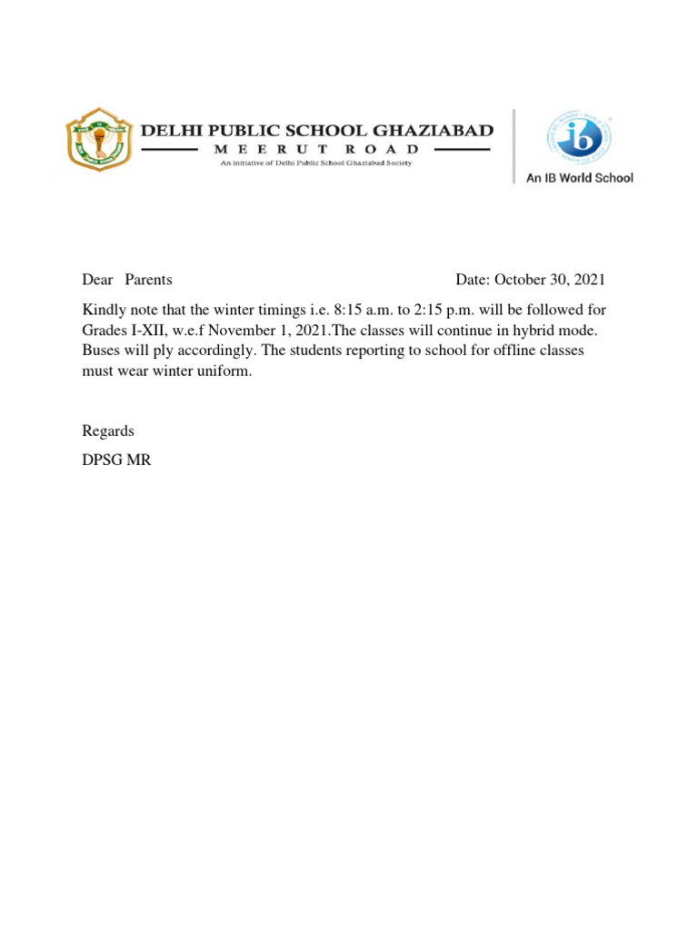 Circular Winter Timings | PDF