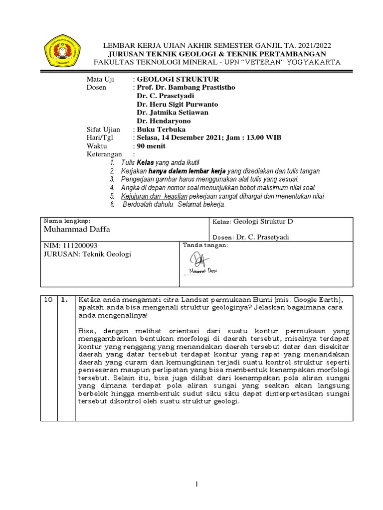 Muhammad Daffa - UAS GS D | PDF | Sains & Matematika