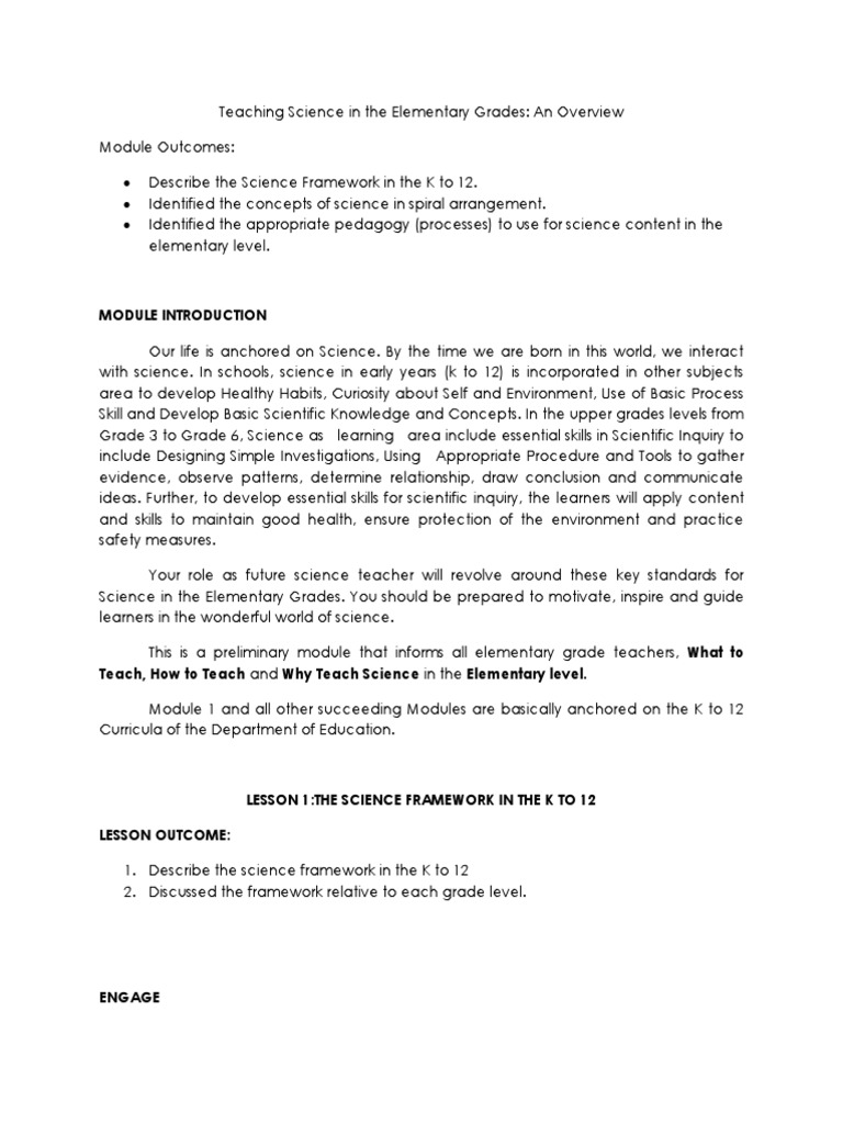 Teaching Science in Elementary Grade Module | PDF | Constructivism ...
