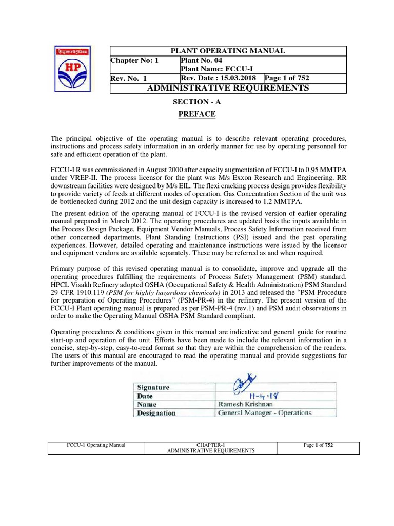 FCCU I Operating Manual Compressed | PDF