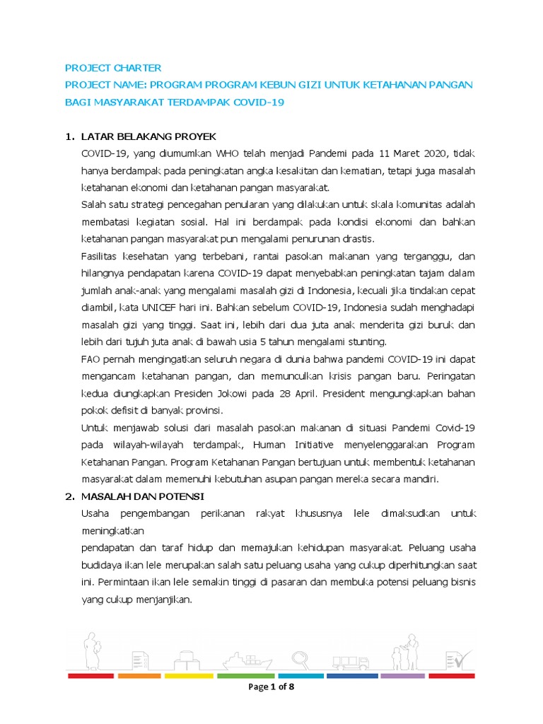 Project Charter Program Ketahanan Pangan Telkomsigma | PDF