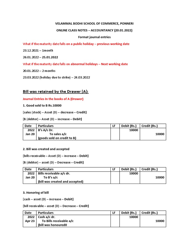 Format Journal Entries - Bills of Exchange | PDF | Debits And Credits ...