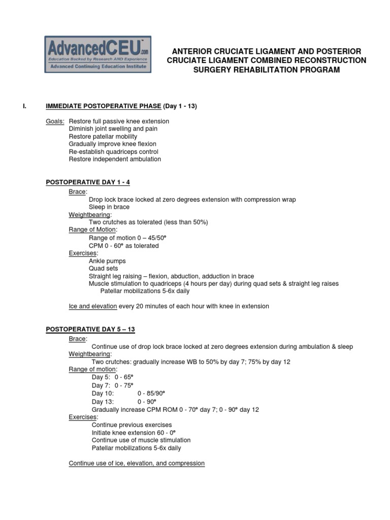 ACL-PCL Protocol | Download Free PDF | Knee | Anatomical Terms Of Motion