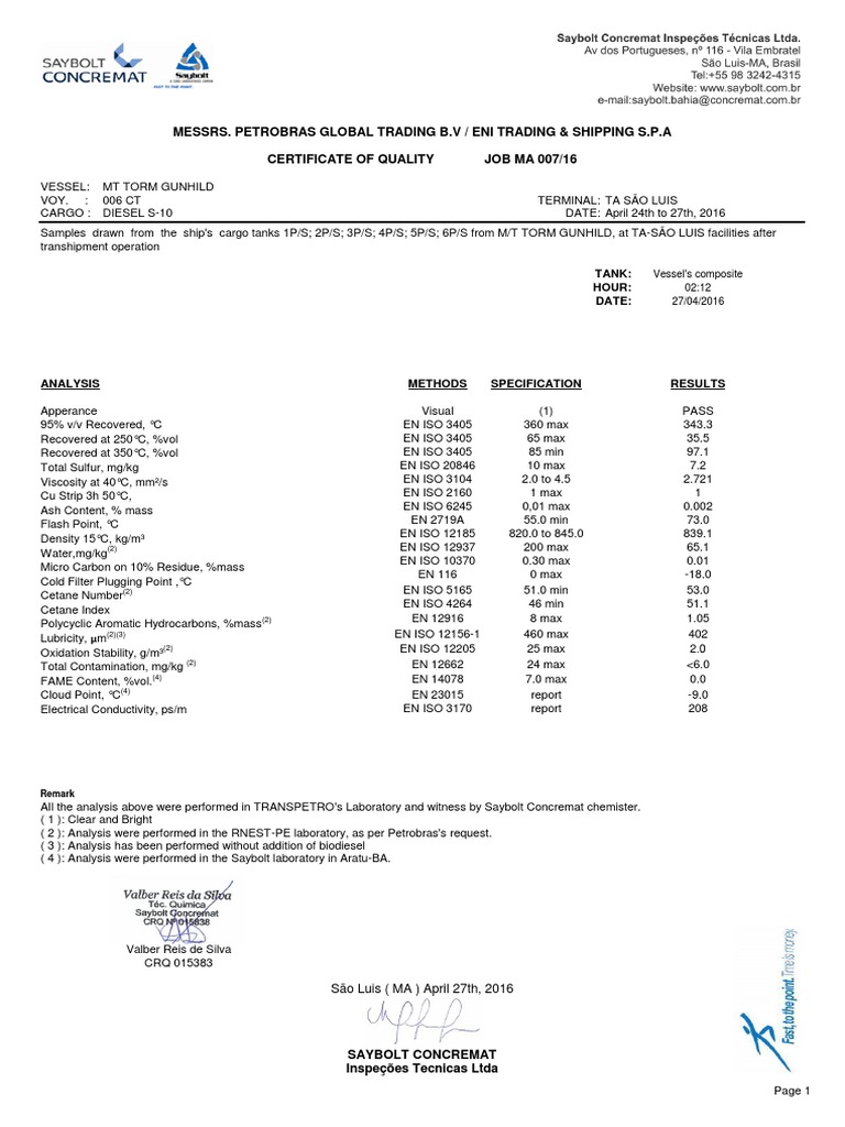 Messrs. Petrobras Global Trading B.V / Eni Trading & Shipping S.P.A ...