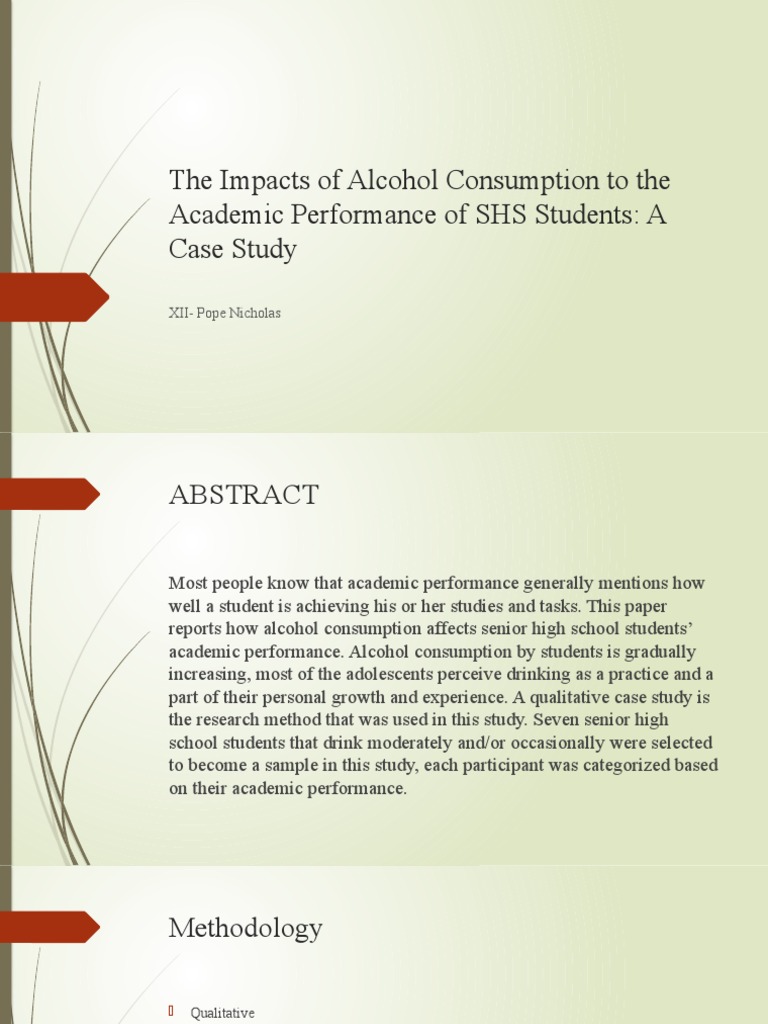 The Impacts of Alcohol Consumption To The Academic Performance of SHS ...