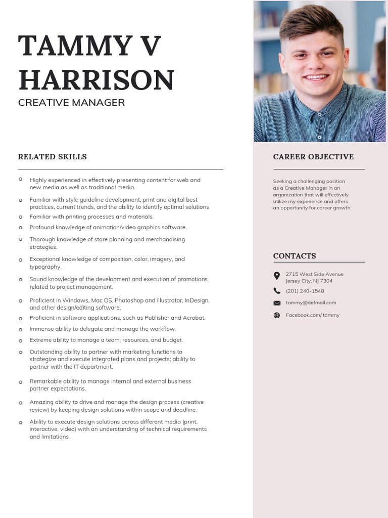 Creative Manager Resume | PDF | Design | Adobe In Design