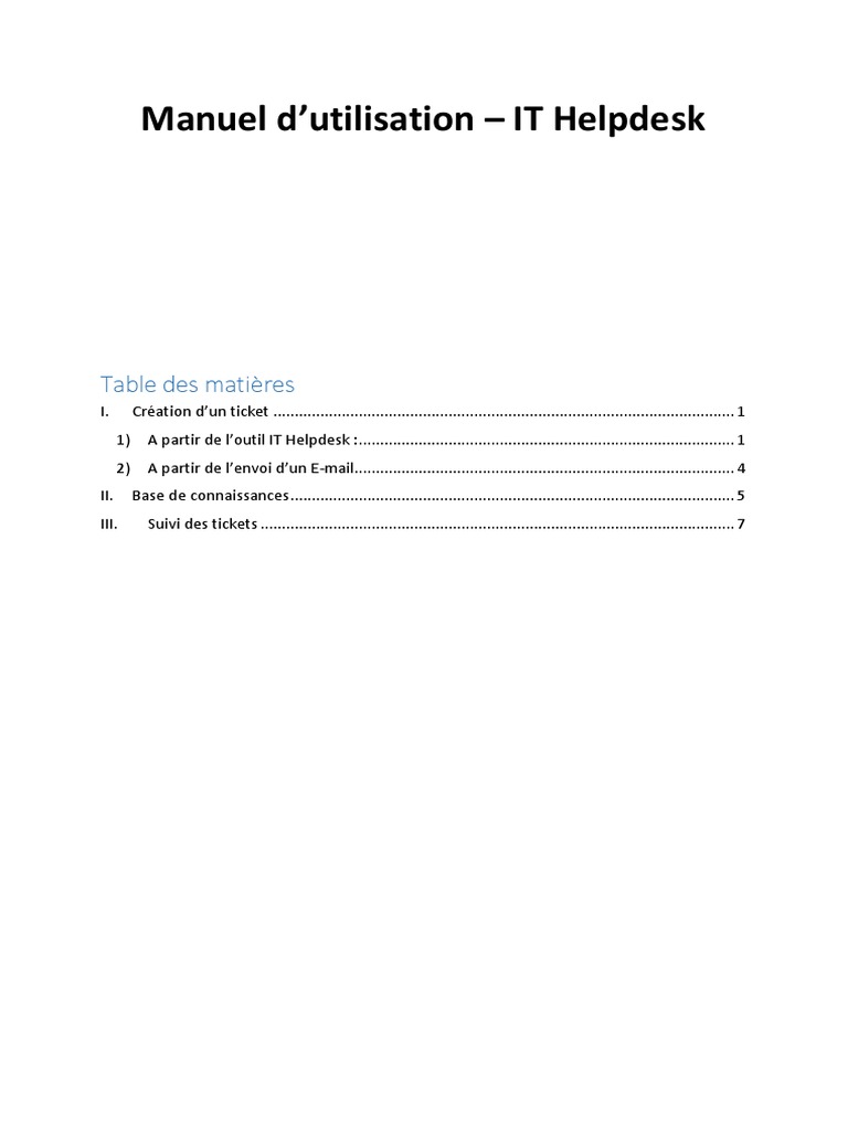 Manuel d'utilisation IT Helpdesk | PDF | Informatique