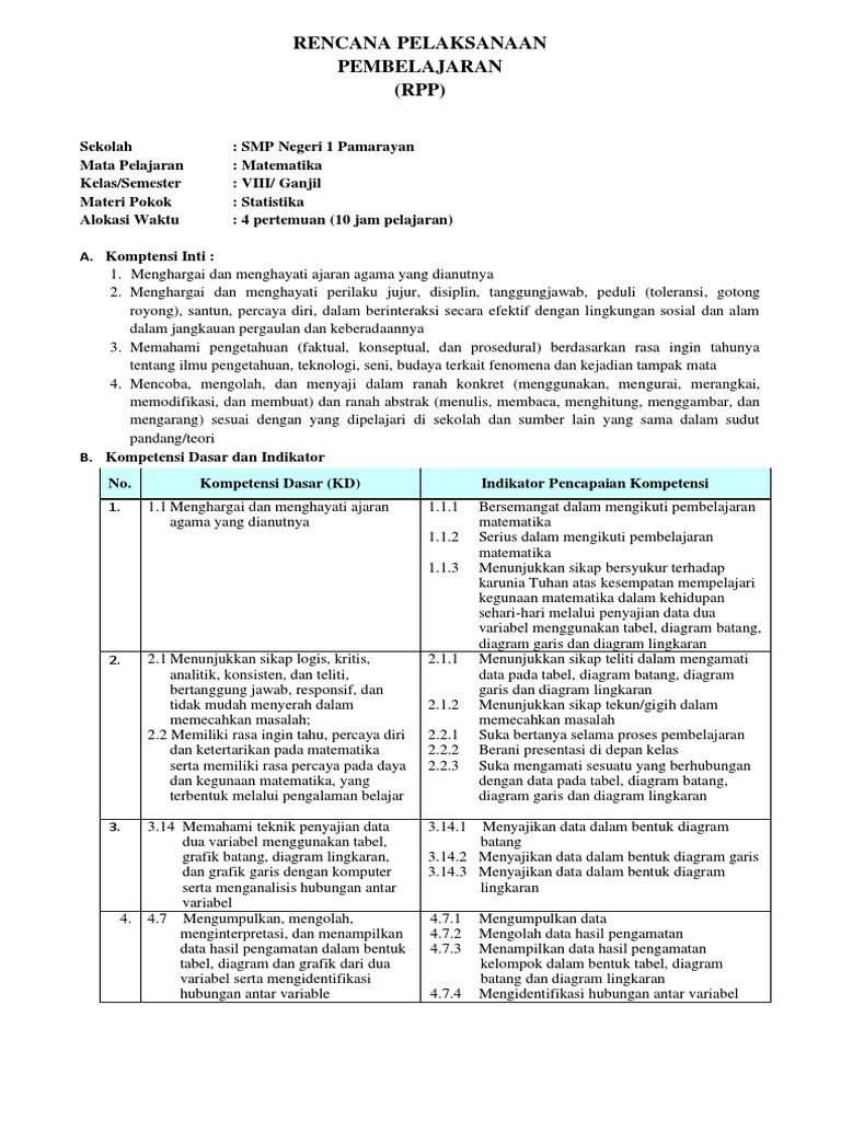 RPP Penyajian Data dengan Diagram | PDF