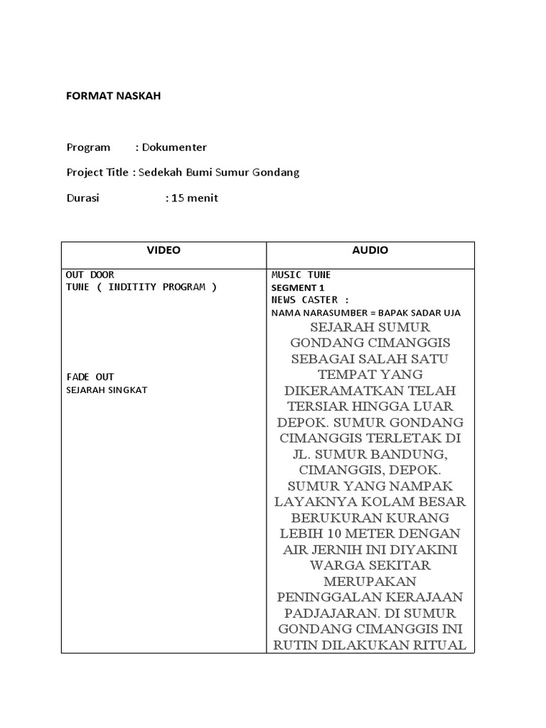 Naskah Dokumenter | PDF