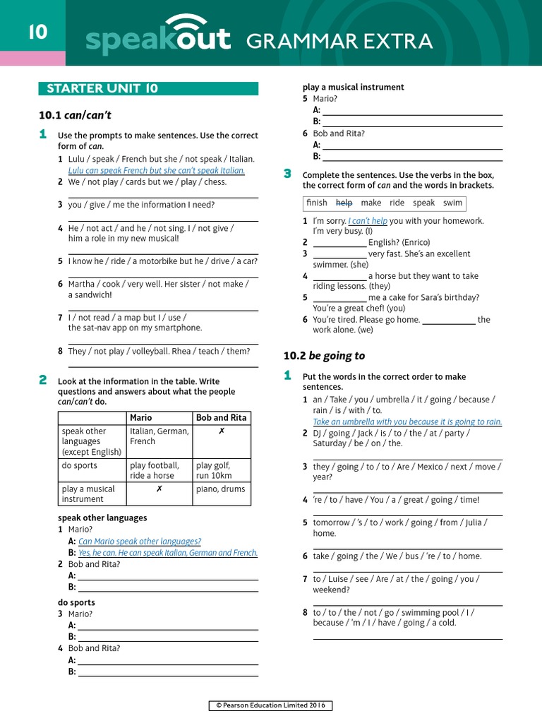 Speakout Grammar Extra Starter Unit 10 | PDF | Human Communication | Grammar