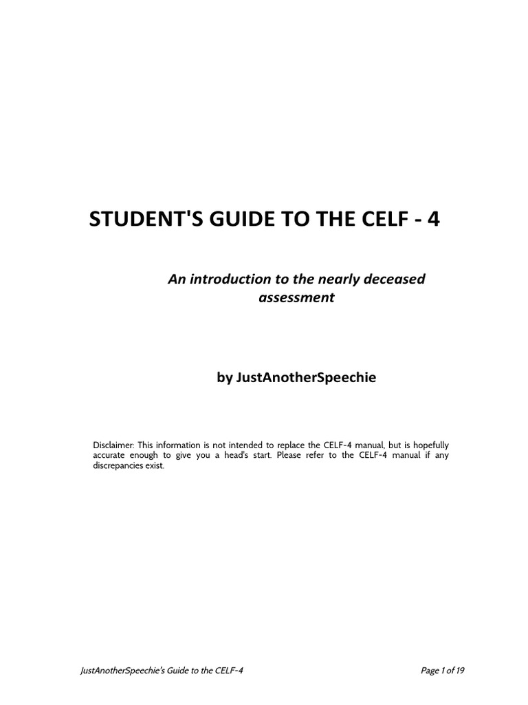 Student'S Guide To The Celf - 4 | PDF | Vocabulary | Question