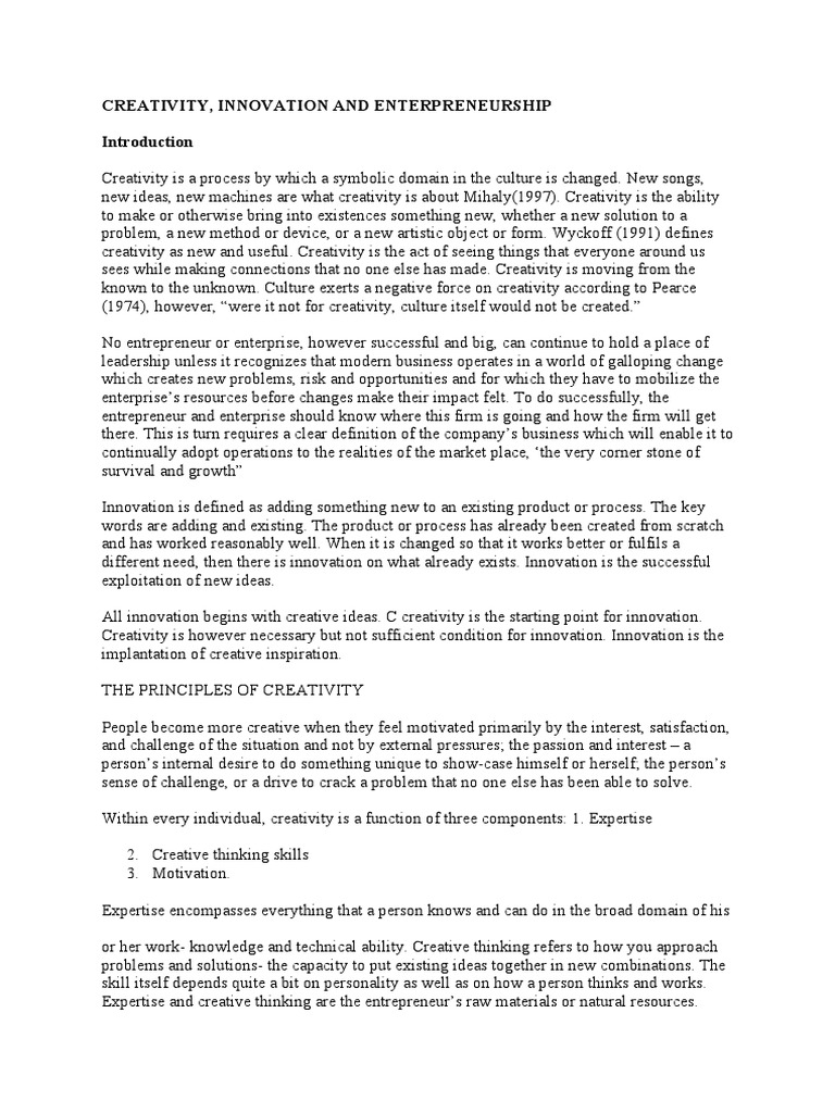 Unit 2 Creativity Pdf Entrepreneurship Creativity