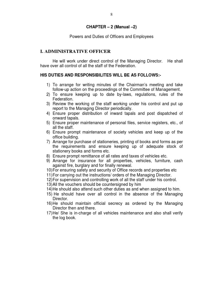 Administrative Officer Duties and Responsibilities | PDF | Cheque ...