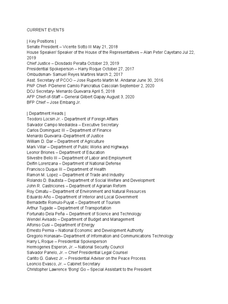 Current Events | PDF | Philippines | Government
