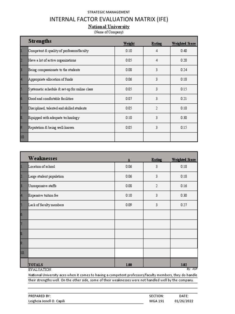 Template - IfE Matrix | PDF