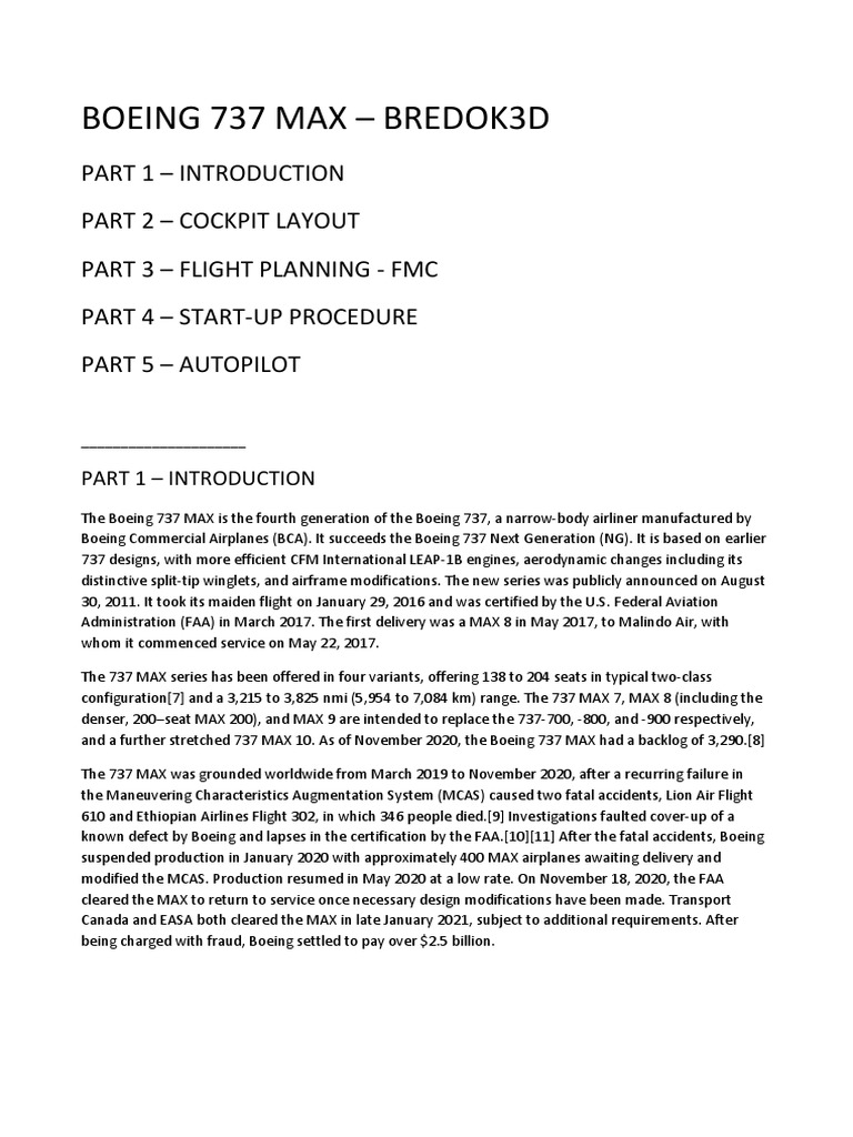 Bredok3d Boeing 737 Max Manual Basis 1 1 | PDF | Transport | Aviation