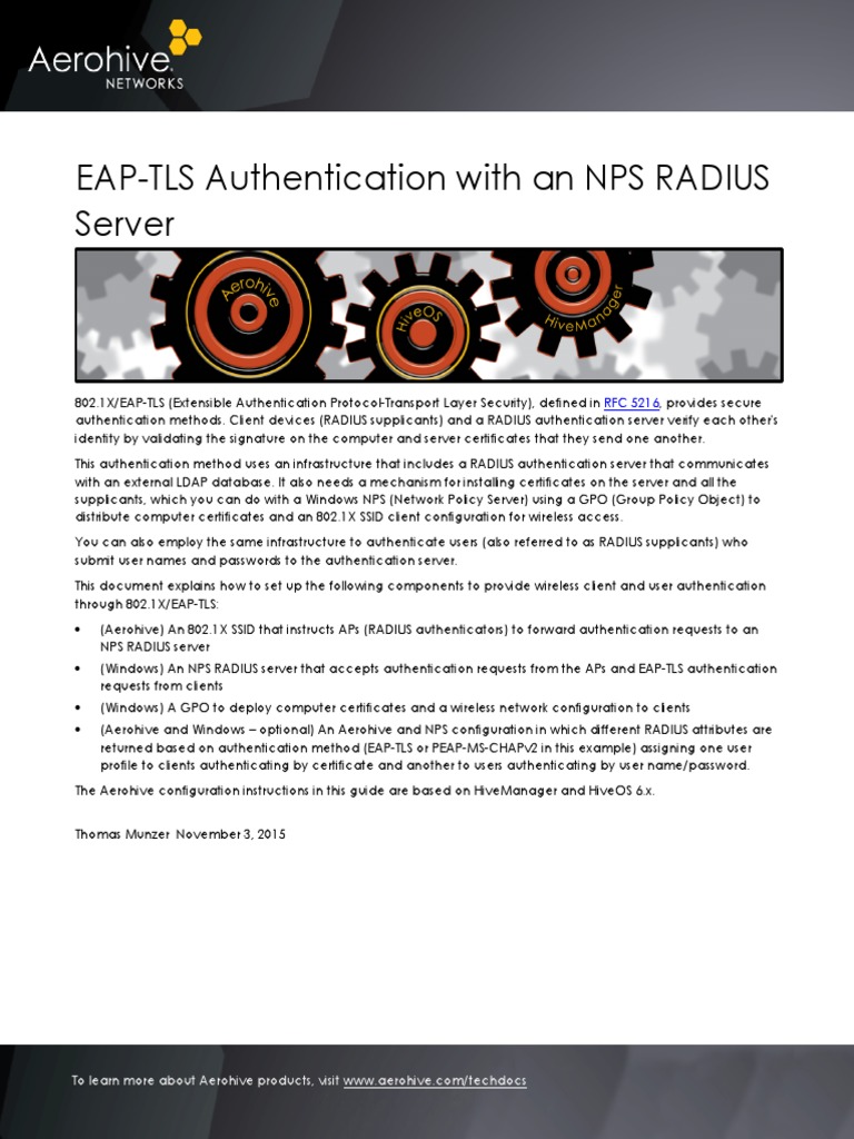 EAP-TLS Setup with NPS RADIUS Server | PDF | Radius | Group Policy